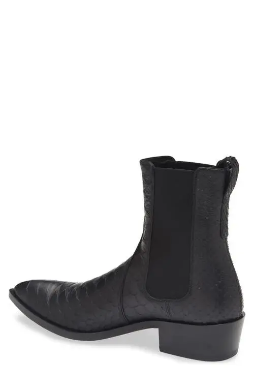 TOM FORD Snakeskin Embossed Pointed Toe Chelsea Boots