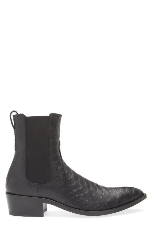 TOM FORD Snakeskin Embossed Pointed Toe Chelsea Boots
