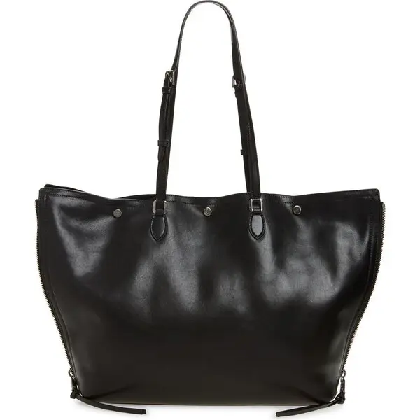 Dolce & Gabbana Atene Side Zip Leather Shopper - 80999 Nero