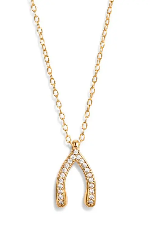 Kate Spade New York Wishbone Pendant Necklace - Clear/gold