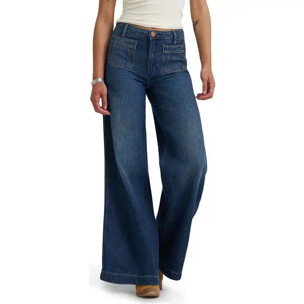 Wrangler High-waist Wide-leg Patch Pocket Jeans