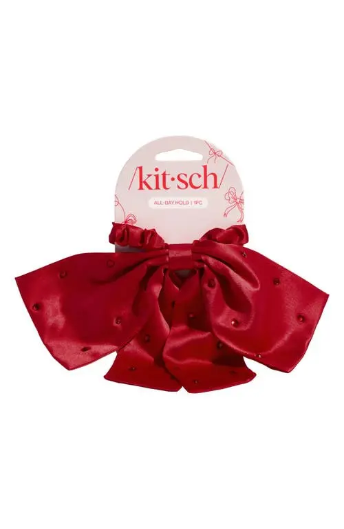 KITSCH Satin Rhinestone Bow Scrunchie