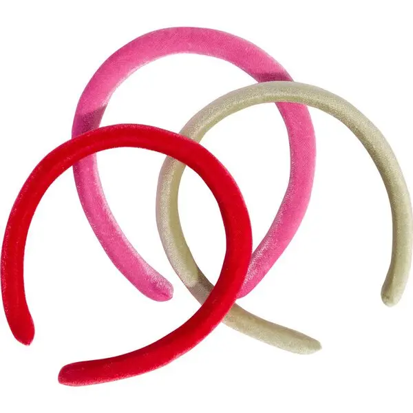 KITSCH 3-pack Assorted Velvet Headbands - Multi Pink