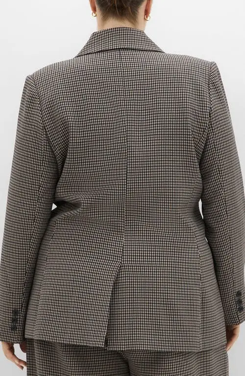 City Chic Houndstooth Double Breasted Blazer