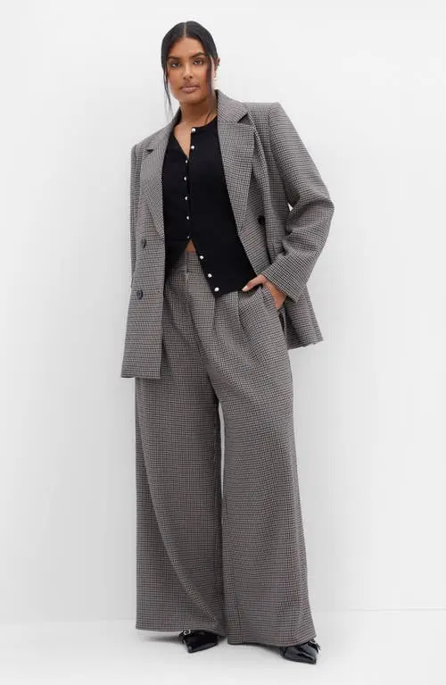 City Chic Houndstooth Double Breasted Blazer
