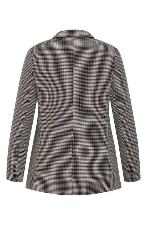City Chic Houndstooth Double Breasted Blazer