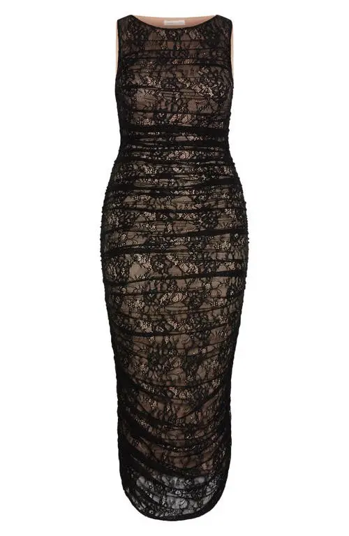 City Chic Ruched Lace Sheath Dress