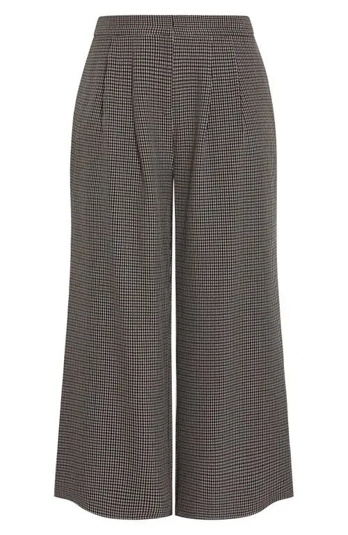 City Chic Tiana Houndstooth Check Wide Leg Trousers