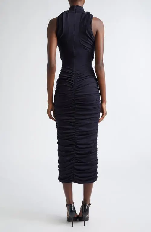Balmain Draped Wool Jersey Midi Dress