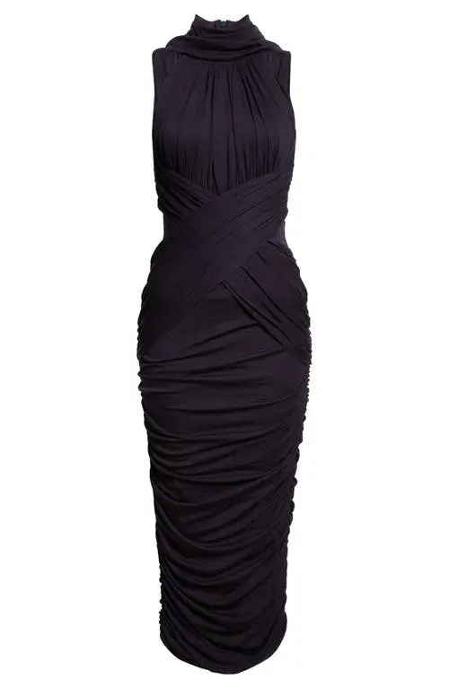 Balmain Draped Wool Jersey Midi Dress