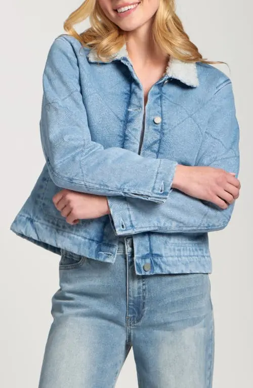 APNY Quilted Denim & High Pile Fleece Jacket - Light Indigo