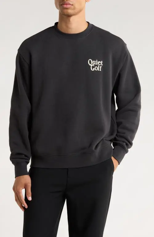 QUIET GOLF Stacked Logo Cotton Hoodie - Black
