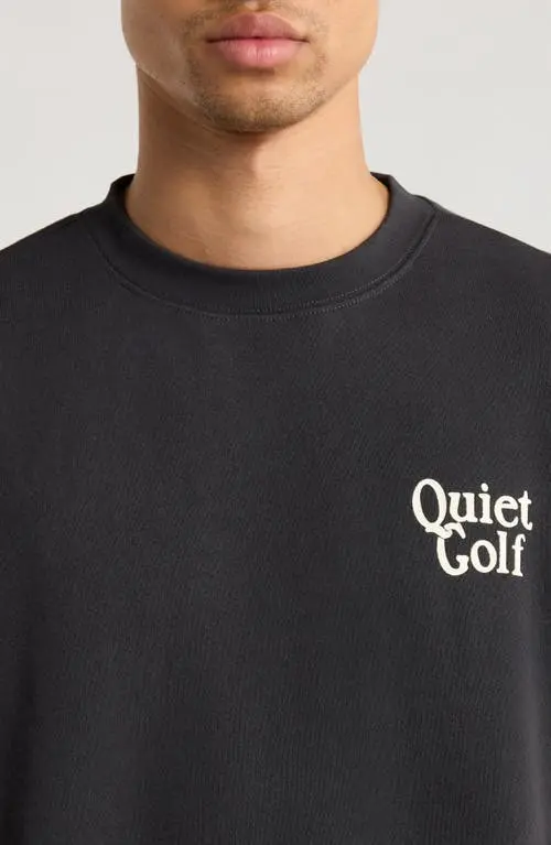 QUIET GOLF Stacked Logo Cotton Hoodie - Black