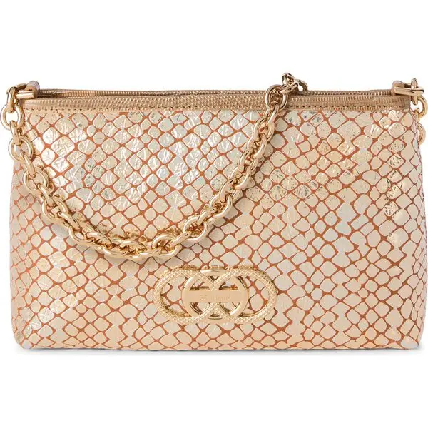 Brahmin Snake Embossed Leather Shoulder Bag - Gold