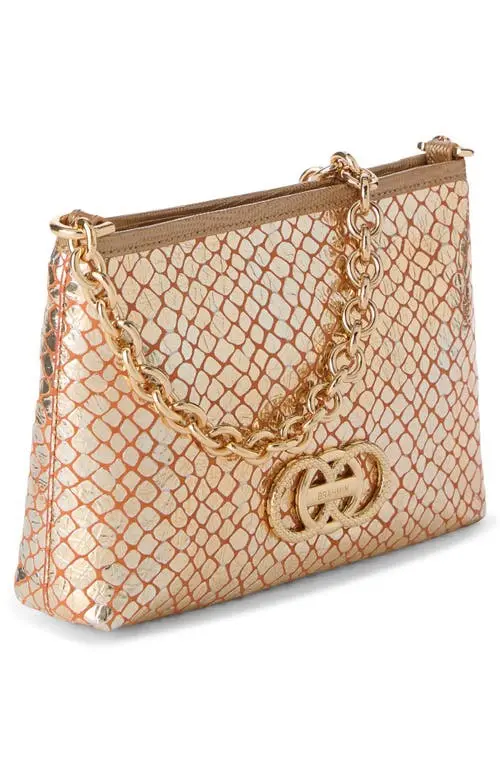 Brahmin Snake Embossed Leather Shoulder Bag