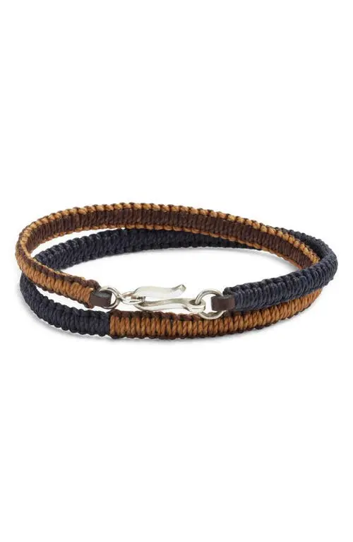 Caputo & Co Colorblock Macramé Double Wrap Bracelet - Dark Navy Combo