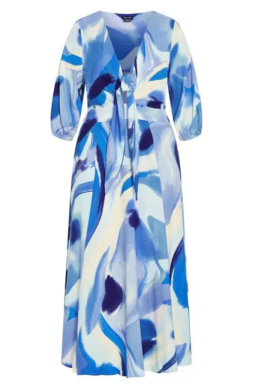 City Chic Swirl Tie Front Midi Dress
