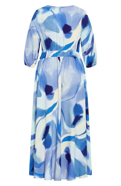 City Chic Swirl Tie Front Midi Dress