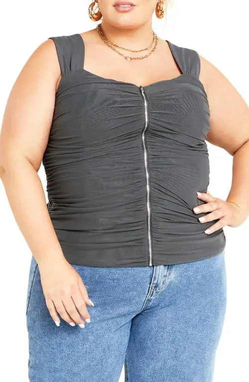 City Chic Mesh Tank Top - Grey
