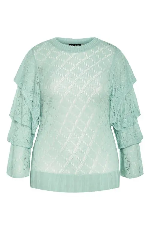 City Chic Carolina Pointelle Sweater - Mint