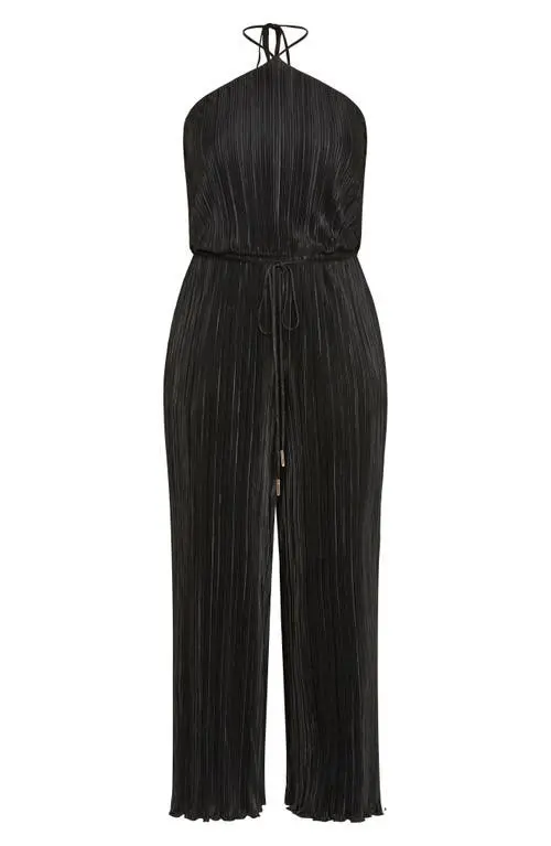 City Chic Plissé Halter Jumpsuit