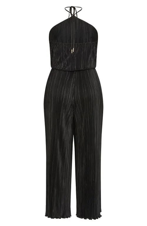 City Chic Plissé Halter Jumpsuit