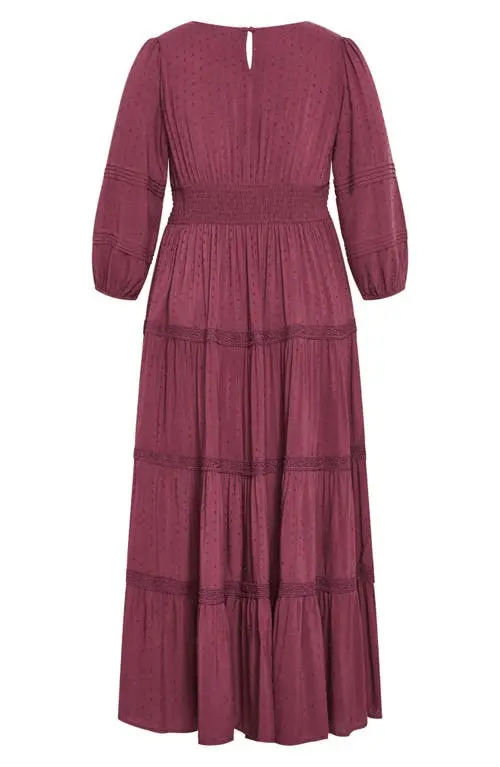 City Chic Brooklynn Tiered Maxi Dress - Purple