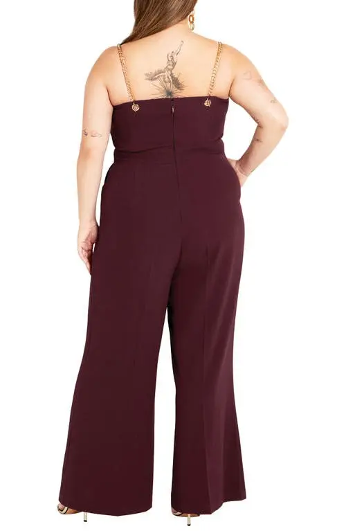 City Chic Nylah Chain Strap Wide Leg Jumpsuit