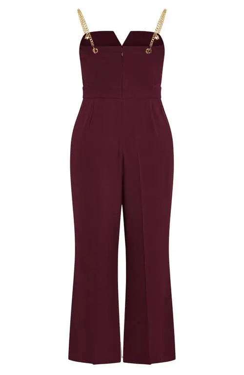 City Chic Nylah Chain Strap Wide Leg Jumpsuit