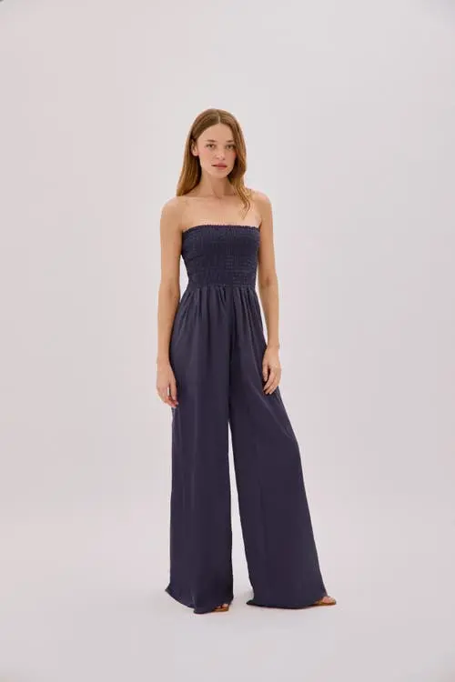 LABECA LONDON Cotton Shirred Jumpsuit