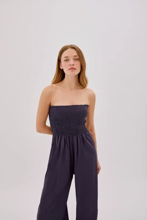 LABECA LONDON Cotton Shirred Jumpsuit