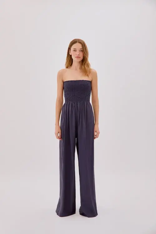 LABECA LONDON Cotton Shirred Jumpsuit
