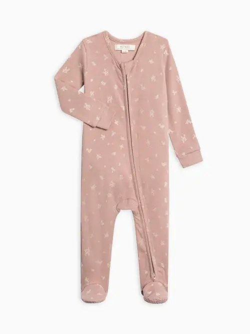 KENDI Kit Ribbed Zipper Sleeper - Amaya Floral/mauve