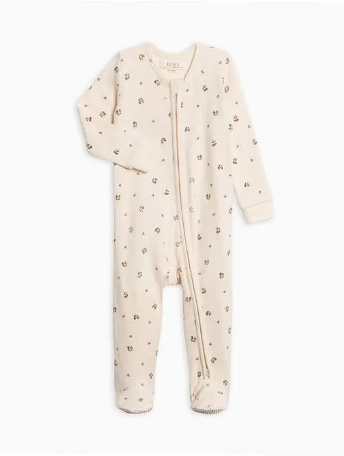 KENDI Kit Ribbed Zipper Sleeper - Lindsey Floral/olive