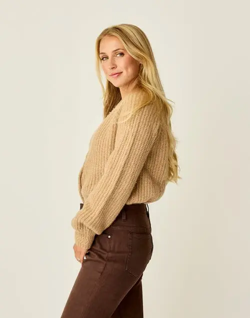 Carve Designs Wool Blend Chunky Knit Cardigan - Camel