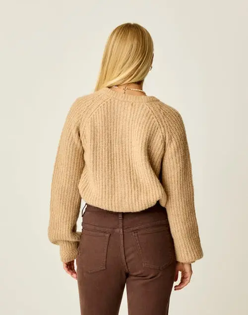 Carve Designs Wool Blend Chunky Knit Cardigan - Camel