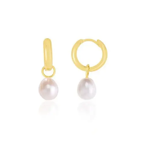 THE LOVERY FINE JEWELRY Drop Huggie Hoop Earrings - Pearl