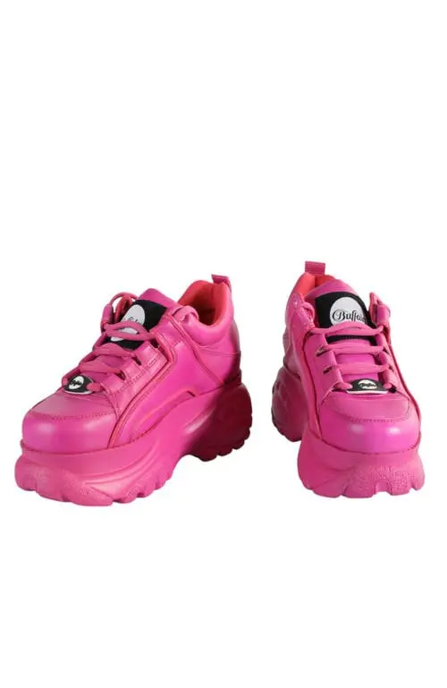 BUFFALO BOOTS Classic Low Leather Sneakers - Hot Pink