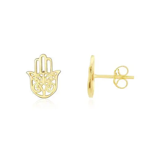 THE LOVERY FINE JEWELRY Hamsa Stud Earrings - Yellow Gold