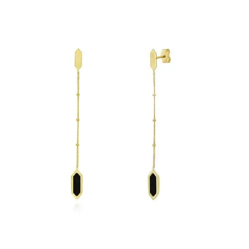 THE LOVERY FINE JEWELRY Hexagon Bead Drop Earrings - Onyx
