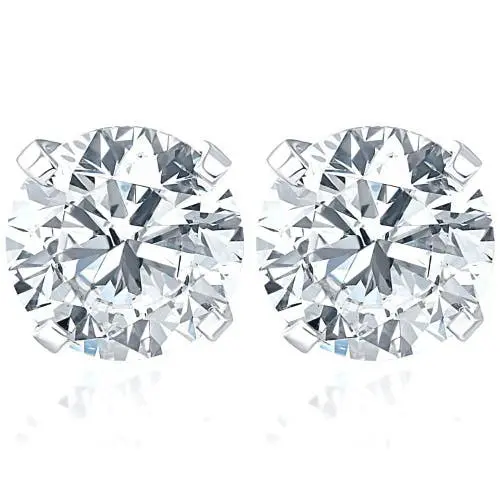 BLISS DIAMOND 1.47ct Round Diamond Stud Earrings - 14k White Gold