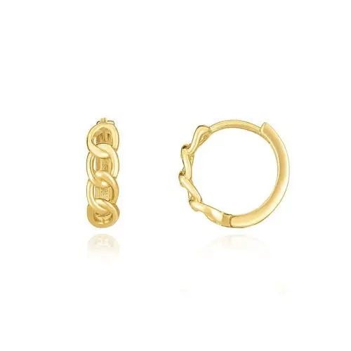 THE LOVERY FINE JEWELRY Curb Huggie Hoop Fine Earrings - Yellow Gold
