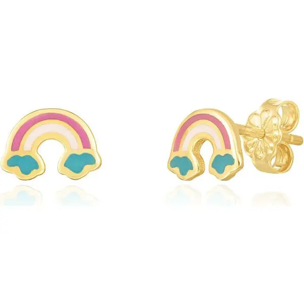 THE LOVERY FINE JEWELRY 14k Yellow Gold Rainbow Enamel Stud Earrings - Enamel/yellow Gold