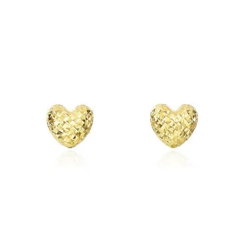 THE LOVERY FINE JEWELRY Sparkle Cut Heart Stud Earrings - Yellow Gold