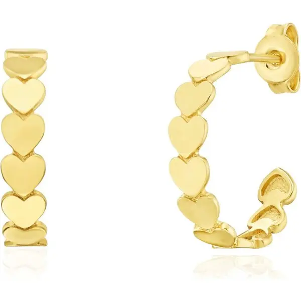THE LOVERY FINE JEWELRY Golden Heart Hoop Earrings - Yellow Gold