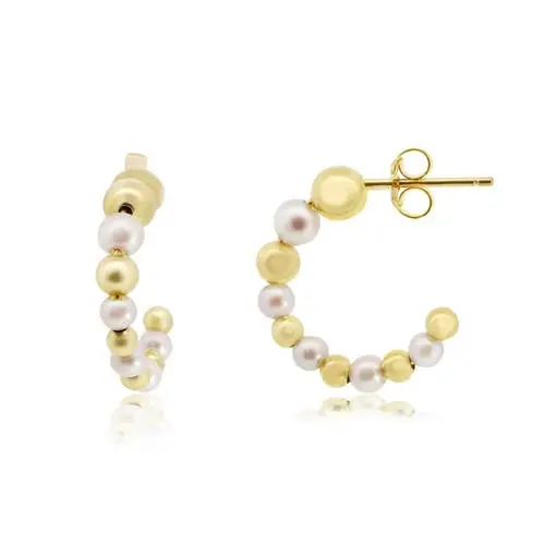 THE LOVERY FINE JEWELRY 14k Yellow Gold And Hoop Earrings - Pearl