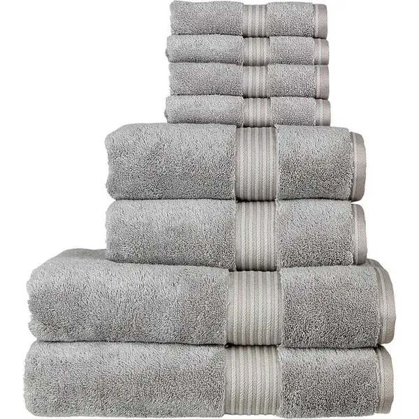 CHRISTY Supreme Hygro Luxury 100% Supima Cotton 8 Piece Towel Set - Silver