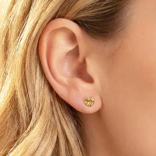 THE LOVERY FINE JEWELRY Scribble Heart Stud Earrings - Yellow Gold