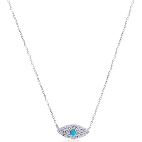 THE LOVERY FINE JEWELRY Diamond Evil Eye Necklace - Turquoise