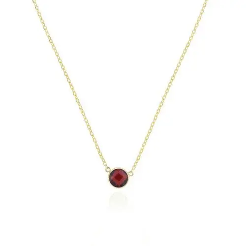 THE LOVERY Fine Jewelry Single Bezel Necklace - Garnet